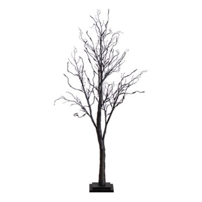 Nearly Natural 6 ft. Pre-Lit Halloween Deluxe Black Twig Artificial ...