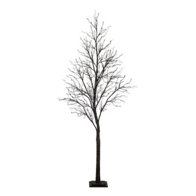Nearly Natural 8 ft. Pre-Lit Halloween Black Twig Artificial Tree with ...
