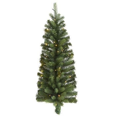 Nearly Natural 3 ft. Flat Back Wall Hanging Artificial Christmas Tree ...