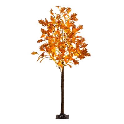 Nearly Natural 6 ft. Pre-Lit Yellow Autumn Maple Artificial Fall Tree ...