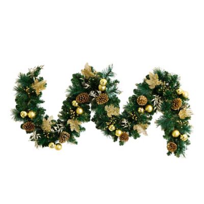 Nearly Natural 9 ft. Pre-Lit Frosted Swiss Pine Artificial Christmas ...
