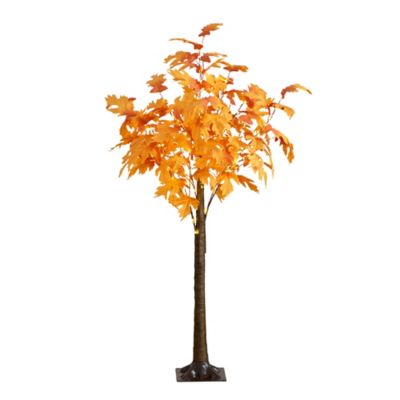 Nearly Natural 5 ft. Pre-Lit Minimalist Autumn Maple Artificial Fall ...