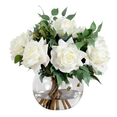 Nearly Natural Wedding Collection 16 in. Artificial Roses and Mixed ...