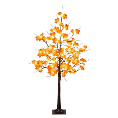 Nearly Natural 4 ft. Pre-Lit Deluxe Autumn Maple Artificial Fall Tree ...