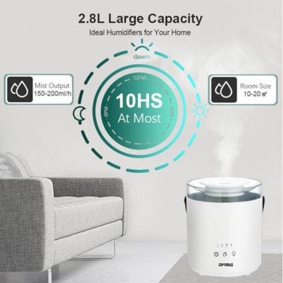 Optimus 1.8 Gallon Output Top Filling Ultrasonic Humidifier, Touch ...