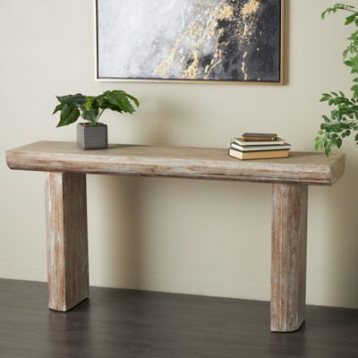 Harper & Willow Wood Living Room Console Table with Block Legs at ...