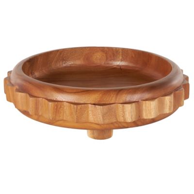 Harper & Willow Teak Wood Handmade Gear Decorative Bowl with Peg Leg at ...