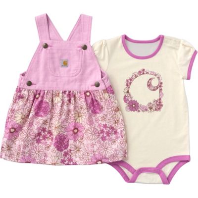 Carhartt Infant Short Sleeve Bodysuit and Chambrey Jumper Set, 9 M ...