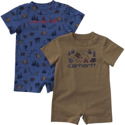 Carhartt Infant Boys' Short Sleeve 2 pc. Camping Romper Set, 6M,Blue ...