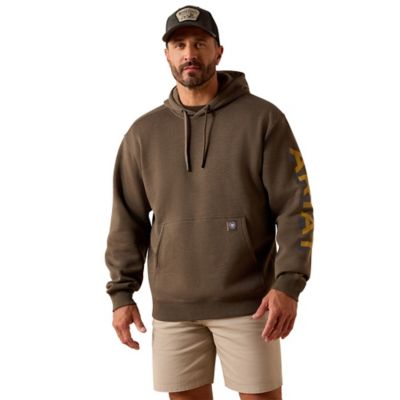 Ariat Men's Rebar Lightweight Logo Hoodie, M,Major Brown Heather/Wood ...