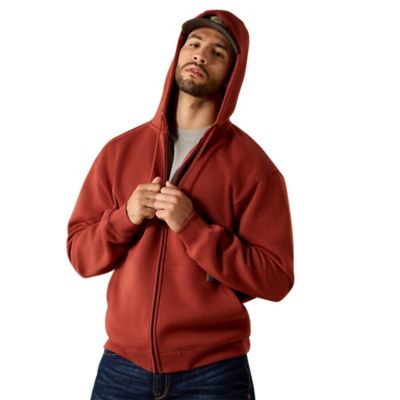 Ariat Men's Rebar Lightweight Label Full Zip Hoodie, XL,Brandy Snifter ...