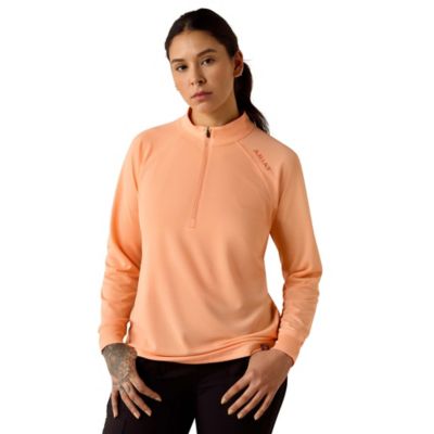 Ariat Women's Rebar Heat Fighter 1/2 Zip Long Sleeve T-Shirt, S,Papaya ...