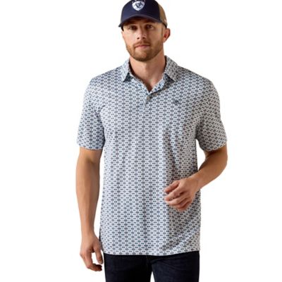 Ariat Men's All Over Print Classic Fit Short Sleeve Polo, L,White ...