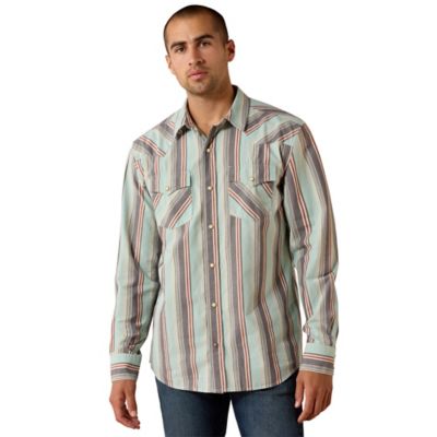 Ariat Men's Retro Hesperus Fitted Snap Long Sleeve Shirt, L,Aquifer ...