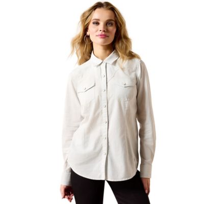 Ariat Women's Stella Western Snap Long Sleeve Shirt, XXL,Rope Stripe at ...
