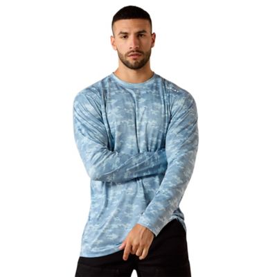 Ariat Men's Rebar Sunblocker Printed Long Sleeve T-Shirt, M,Dusty Blue ...