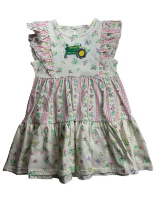 John Deere Toddler Girl Dress Twin Print, 2T,White at Tractor Supply Co
