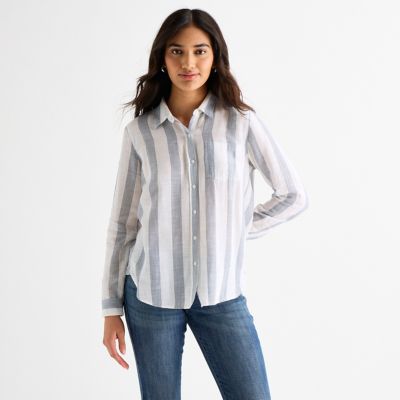 Lucky Brand Classic One Pocket Top, L,Black and Cream at Tractor Supply Co