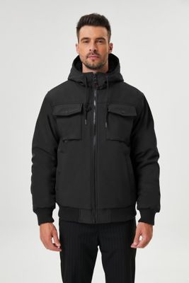 HAWKE & CO Men's Soft-Shell Hooded Sherpa Jacket, M,Black at Tractor ...
