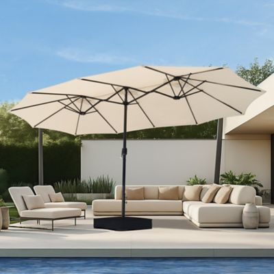 Nuu Garden 15 ft. Double-Sided Patio Umbrella with Umbrella Base, 2 ...