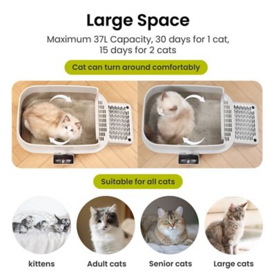 PawsPik Stainless Steel Cat Litter Box & Metal Scooper, X-Large, Light Gray