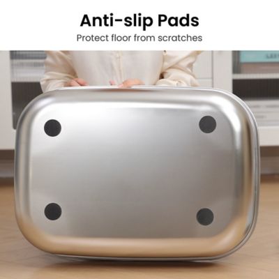 PawsPik Stainless Steel Cat Litter Box & Metal Scooper, X-Large, Light Gray