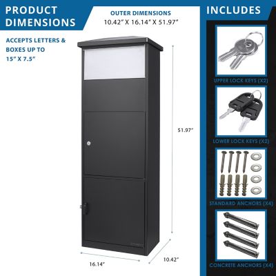 Barska MPB-600 Dual Compartment Locking Parcel Box with Package Compartment