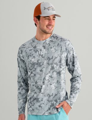 Huk Airweight KC Printed Long Sleeve Crew, XXL,Sharkskin at Tractor ...