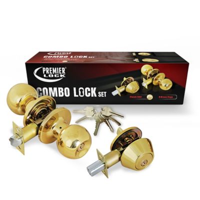 Grip Tight Tools Black Entry Door Knob Combo Lock Set with Deadbolt and ...