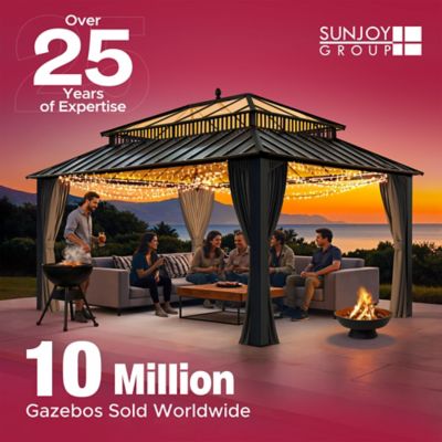 Sunjoy Kingston 14 x 12ft. Steel & PC Roof Top/Hardtop Gazebo with ...