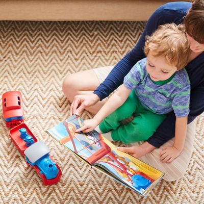 Green Toys Train & Board Book Set, Red & Blue Rail Vehicle at Tractor ...