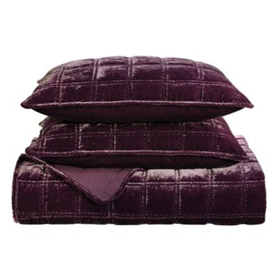 HiEnd Accents Stella Faux Silk Double Box Stitch Quilt Set, 3PC
