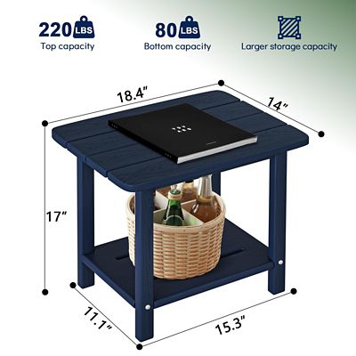 Upland Adirondack Square Side Table - 18.4 in. HDPE Outdoor End Table ...