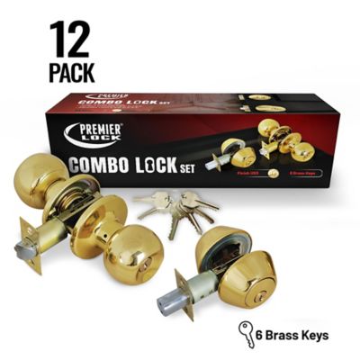 Grip Tight Tools Solid Brass Entry Door Knob Combo Lock Set with Double ...