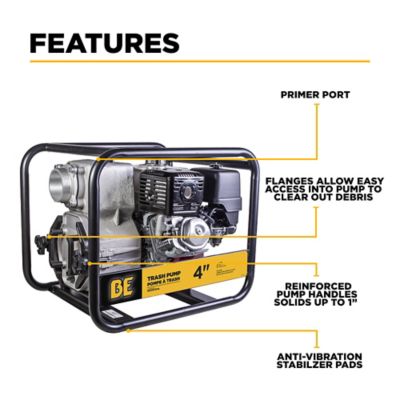 BE Power Equipment 4 in. Trash Transfer Pump with Honda GX390 Engine at ...