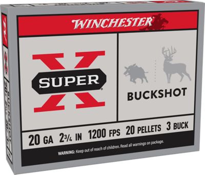Winchester Ammo 20-Gauge Super X 20-Pellet Buckshot Shotgun Shells, #3 ...