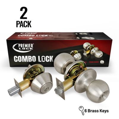 Grip Tight Tools Stainless Steel Entry Lock Set Door Knob & Deadbolt ...