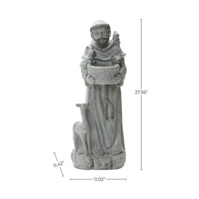 LuxenHome Saint Francis Garden Statue with Birdfeeder Bowl, Outdoor ...