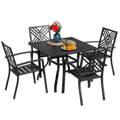 Sour Citrus 5 pc. Patio Dining Set, Textilene Patio Sling Chairs and ...