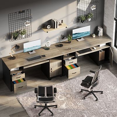 Bestier 59 in. Home Office Desk with A4 File Drawer, Keyboard Tray ...