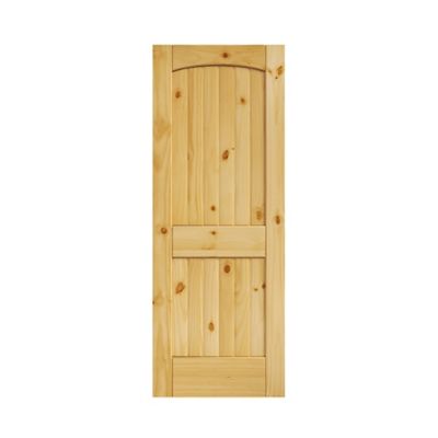 EightDoors 36 x 80 x 1-3/8in. 2-Panel Arch Top V-Groove Knotty Solid ...